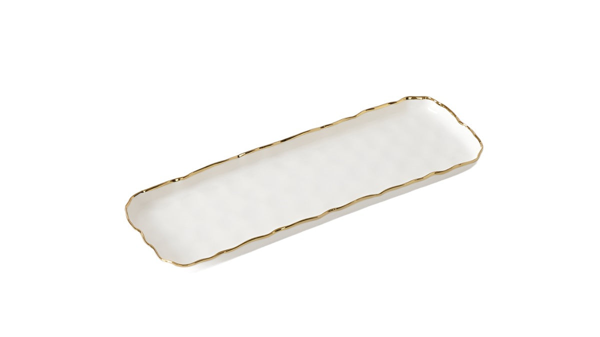 Portofino - White and Gold - Small Rectangular Tray – Il'argento USA