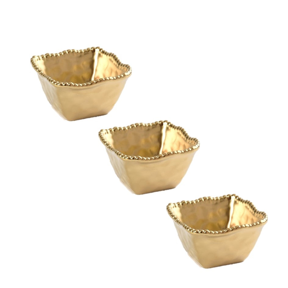Monte Carlo - Gold - Square Snack Bowl (Set de 3) – Il'argento
