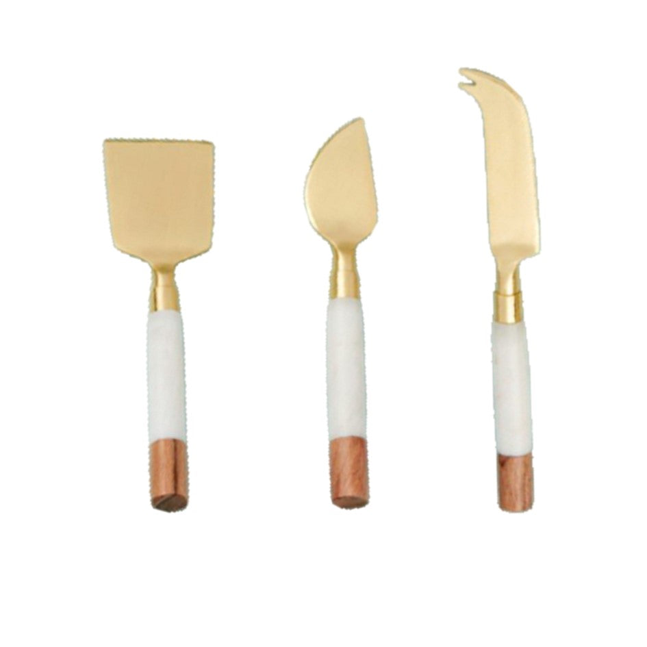 Weshare White Marble - Acacia Cheese Knives (Set of 3) – Il'argento