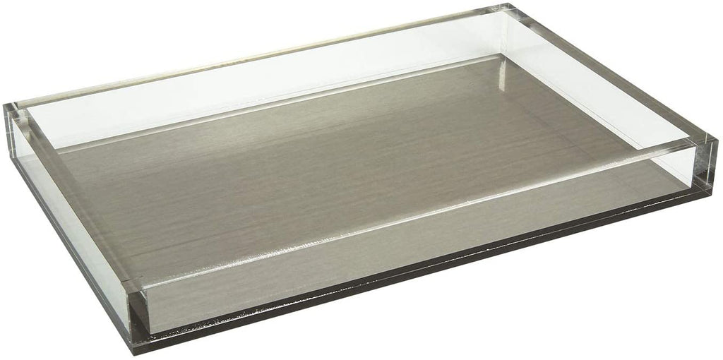 Lucite - Acrylic Rectangular Tray Brushed Silver Metallic – Il'argento